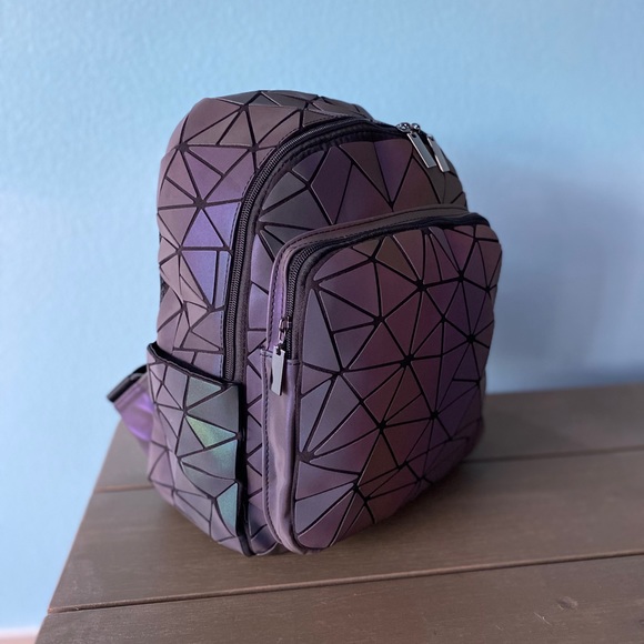 Bags | Luminous Reflective Multicolor Geometric Backpack | Poshmark